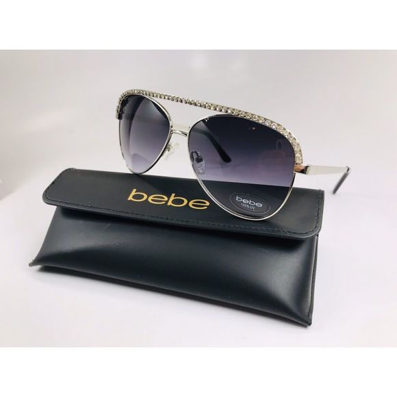 bebe | Accessories | New Bebe Bb753 45 Silver Aviator Sunglasses With ...